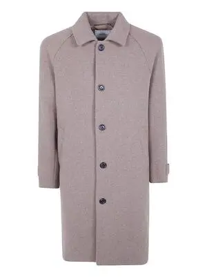 LES DEUX Coat Solid Wool Coat - Brown