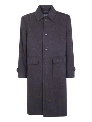 LES DEUX Coat Herringbone "herringbone Wool Coat - Brown
