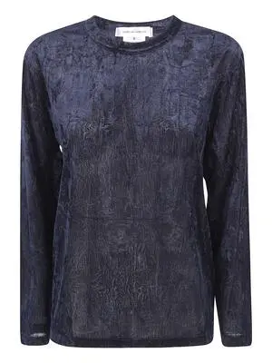 COMME DES GARÇONS Shirt Thin Roundneck Polyester Mesh Velour Washer