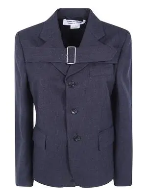 Comme Des Garçons Belted Jacket "wool Thick Gabard - Gray