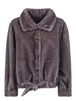 DRHOPE Faux Fur Jacket Wo Fake Fur Jacket - Brown