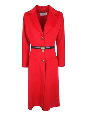 Elisabetta Franchi Coat Belted Belted Coat - Red