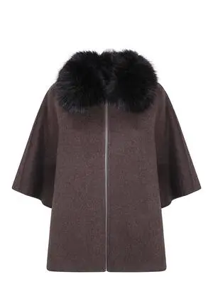 GIOVANNI PARIS Cape Faux Fur Collar "clementine - Brown