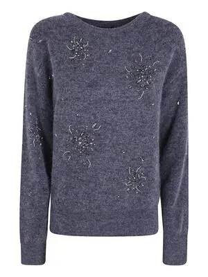 Seventy Boat Neck Sweater "boat Neck Sweater With Appliques - Gray