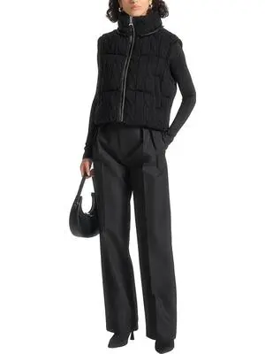 Manière De Voir Kristina 2-in-1 Cable Knit Puffer Jacket/gilet - Black