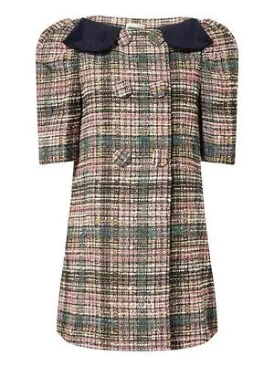 SHUSHU/TONG Contrast-collar Checked Woven Coat - Variedness