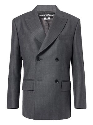 Junya Watanabe Double-breasted Peak-lapel Wool Blazer - Grey