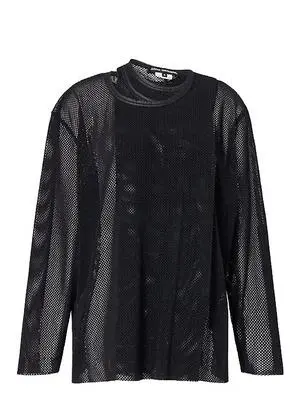 Junya Watanabe Oversized Long-sleeve Mesh Top - Black