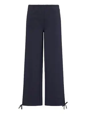 PEACHY DEN Roxie Elasticated-waist Woven Trousers - Dark Navy
