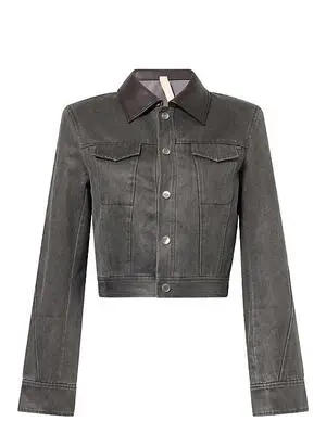 OUDE WAAG Retro Cropped Denim Jacket - Dark Grey