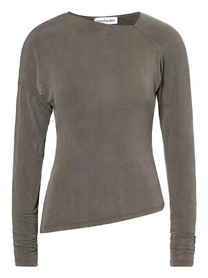PEACHY DEN Kylie Long-sleeve Woven Top - Deep Forest