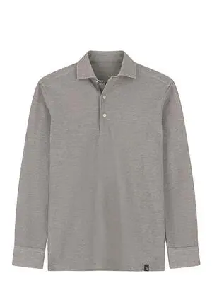 Boggi Milano Sakura Long-sleeved Jersey Polo Shirt - Brown