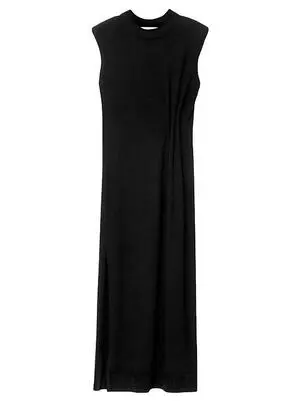 ALLSAINTS Kayla Sleeveless Padded-shoulder Merino-wool Midi Dress - Black