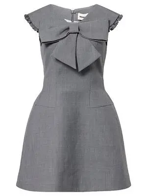 SHUSHU/TONG Bow-embellished Wool-blend Midi Dress - Grey