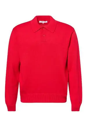PALMES Long-sleeve Cotton Knit Polo Shirt - Red
