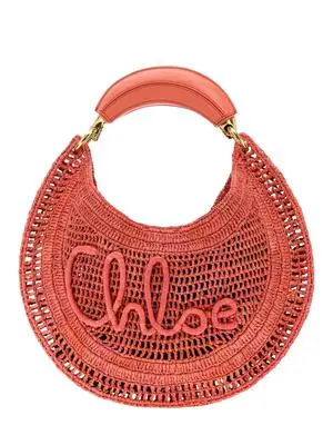 Chloé Chloe Chloé Mini Coral Raffia Banana Handbag 36 Cm Red