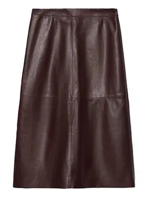 ALLSAINTS Leather Olivia Midi Skirt - Red