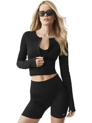 Alo Yoga Seamless Ribbed Favorite Jacket - Black