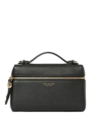Tory Burch Romy Mini Handbag In Pebbled Leather With Removable Handle - Black