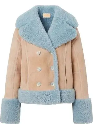 Ulla Johnson Nisha Reversible Shearling Coat Turquoise