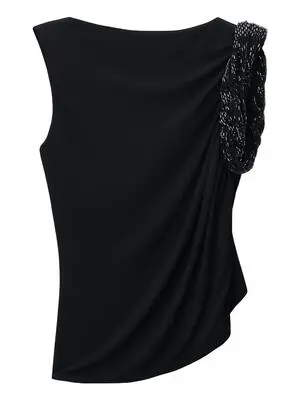 Alexander Wang Sleeveless Top W/ Hotfix Twist Drape - Black
