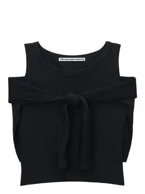 Alexander Wang Layered Tank With Tie-front Sweater Detail - Black
