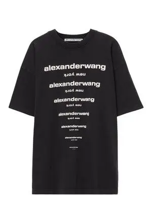 Alexander Wang Gradient Logo Short Sleeve Tee - Washed Black