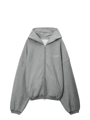 Alexander Wang Oversized Zip-up Hoodie W/ Logo Print - Sidewalk