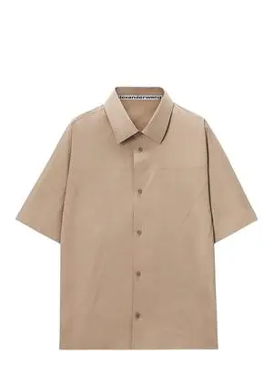 Alexander Wang Perforated Logo Short Sleeve Shirt - Dune