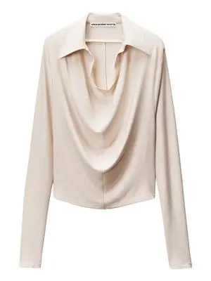 Alexander Wang Cowl Placket Top Ivory