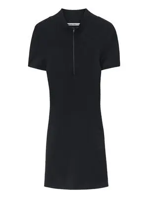 Alexander Wang Debossed Logo Mock Neck Dress - Black