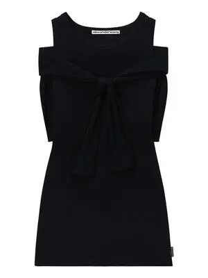 Alexander Wang Layered Mini Tank Dress With Tie-front Cardigan - Black