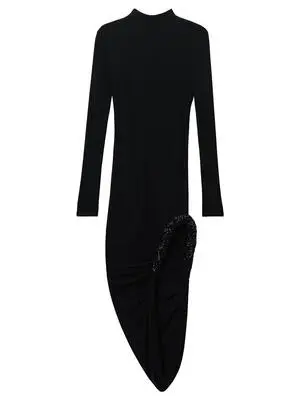 Alexander Wang Long Sleeve Dress W/ Twisted Drape Hem - Black