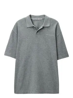 Alexander Wang Short Sleeve Polo Tee W/ Allover Hotfix - Sidewalk