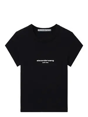 Alexander Wang Ss Fitted Tee W/ Logo Print - Black