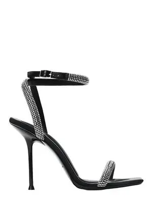 Alexander Wang Julie Crystal Hotfix 105mm Ankle Strap Sandal - Black/silver