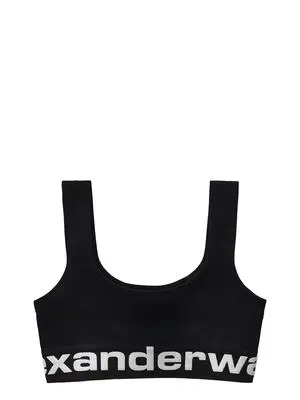 Alexander Wang Scoop Neck Bra Top W/ Logo Elastic - Black