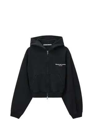 Alexander Wang Zip-up Hoodie W/ Logo Print - Washed Black