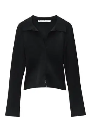 Alexander Wang Ls Fixed Placket Polo - Black