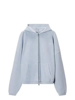 Alexander Wang Crystal Hotfix Oversized Zip-up Hoodie Washed Sky