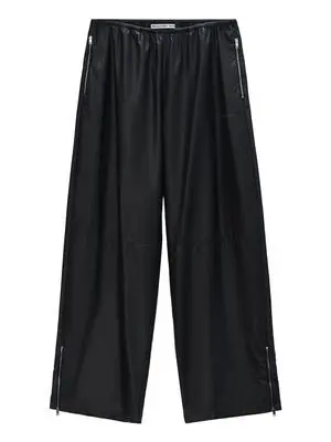 Alexander Wang Track Pant Paper In Leather Mid-rise - Black