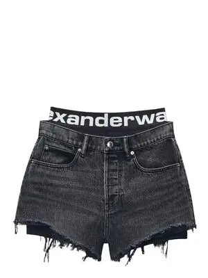 Alexander Wang Pre-styled Relaxed Logo Bike Short - Grey Aged
