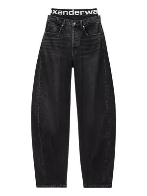 Alexander Wang Blow-up Jeans With Logo Bike Short Waistband - Grey Aged