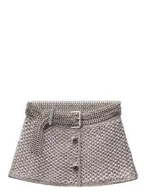 Alexander Wang Crochet Tweed Mini Skirt - Silver