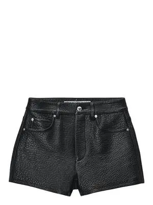 Alexander Wang High-waist Short In Primal Nappa Lambskin Leather - Black