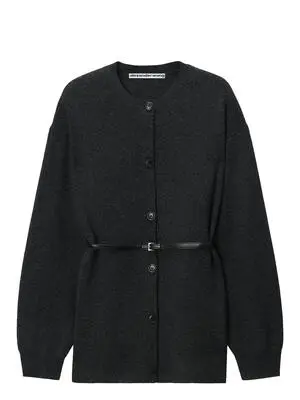 Alexander Wang Thermal Pressed Wool Belted Cardigan Graphite