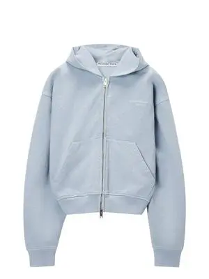 Alexander Wang Zip-up Hoodie W/ Allover Hotfix - Washed Sky