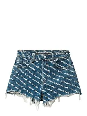 Alexander Wang Bite Logo Short In Deep Blue Denim Deep Blue/white