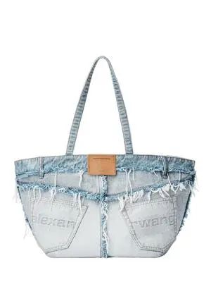 Alexander Wang Punch Denim Large Tote - Bleach Blue