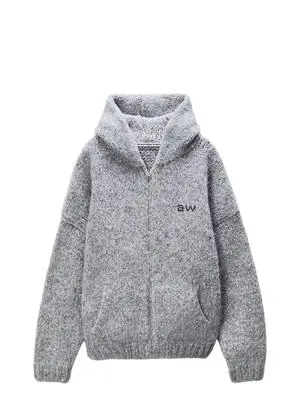 Alexander Wang Oversized Zip Up Hoodie With Aw Embroidery - Grey Multi